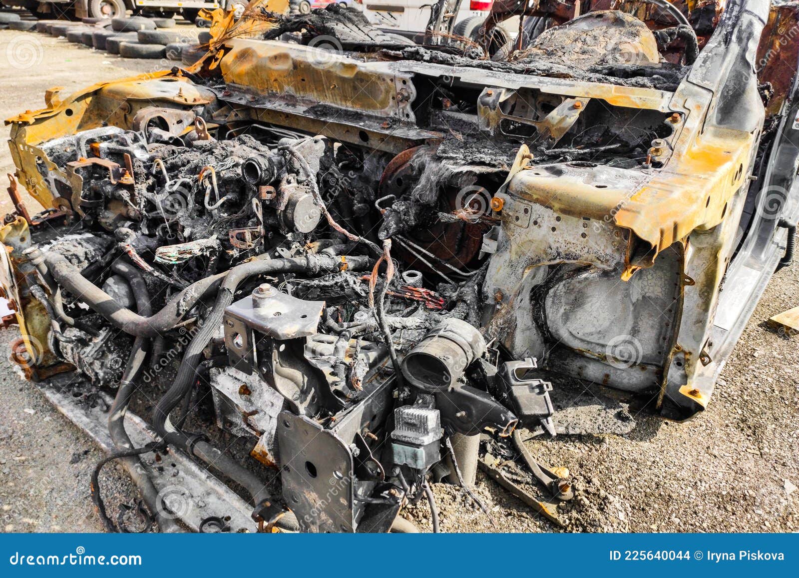 Burned-out Car after Arson Accident. Melted Plastic in a Fire. Stock ...