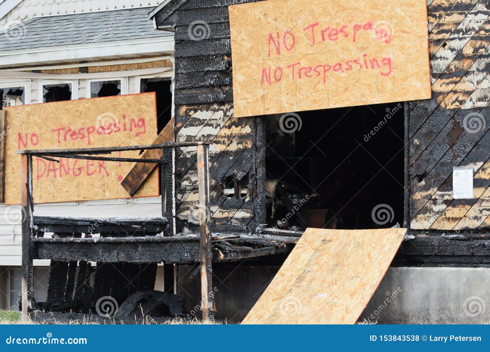 Burned Out House stock photo. Image of building, plywood - 153843538