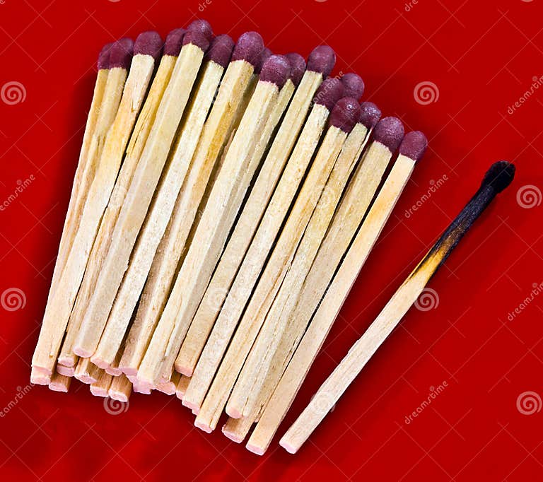 One Used Match and Many New Matches Stock Photo - Image of object, burn ...