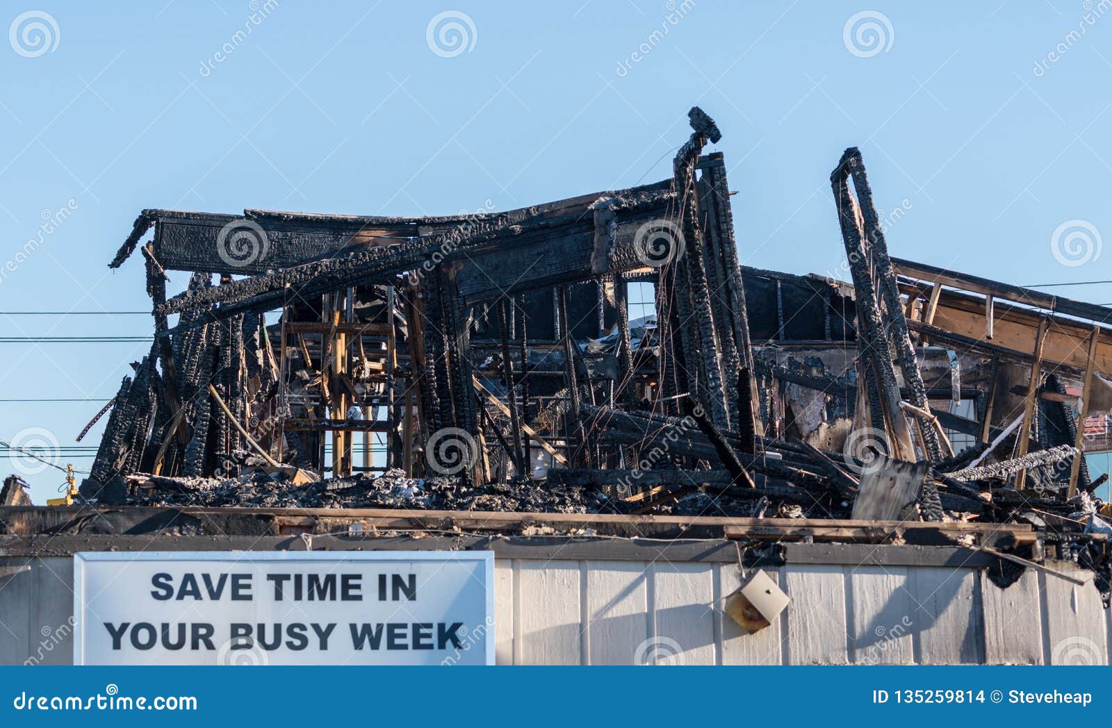 Burned Out Remains of an Office Building Destroyed by Fire Stock Photo ...