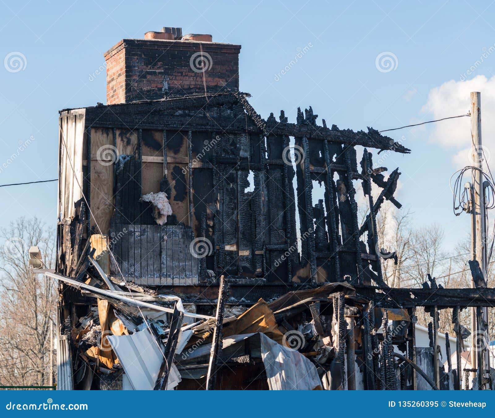 Burned Out Remains of an Office Building Destroyed by Fire Stock Image ...