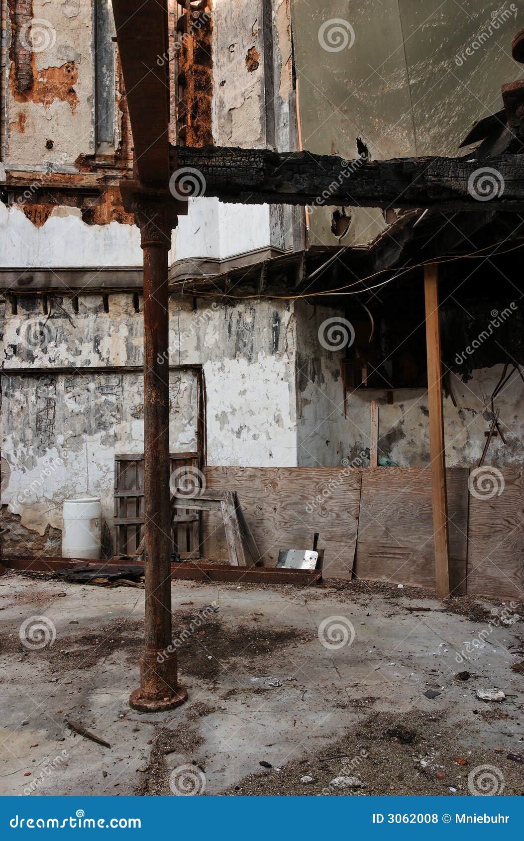 Burned Out Remains Of An Office Building Destroyed By Fire Stock Photo ...