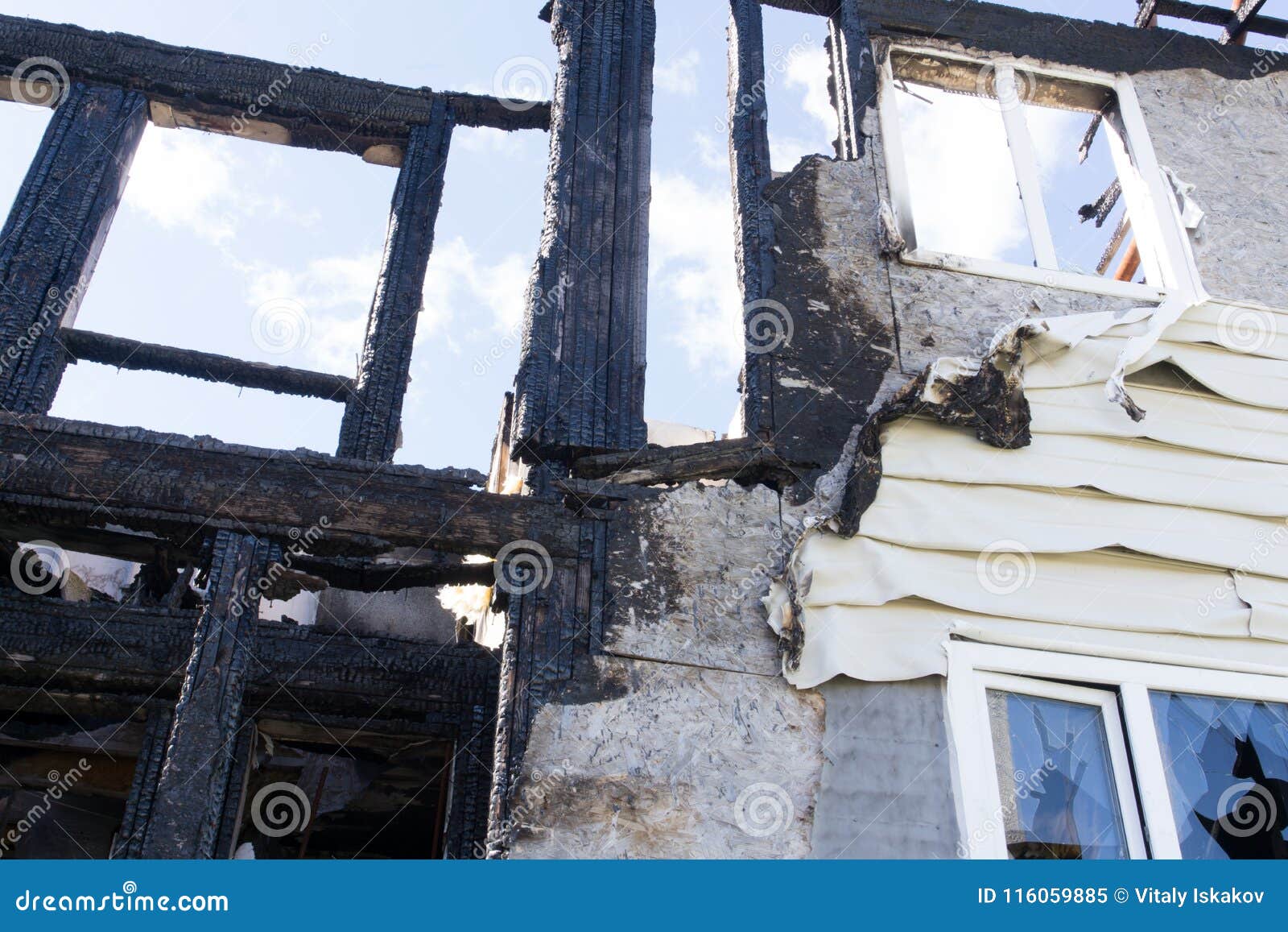 A Burned Out Shell of a Building . Stock Image - Image of fire ...
