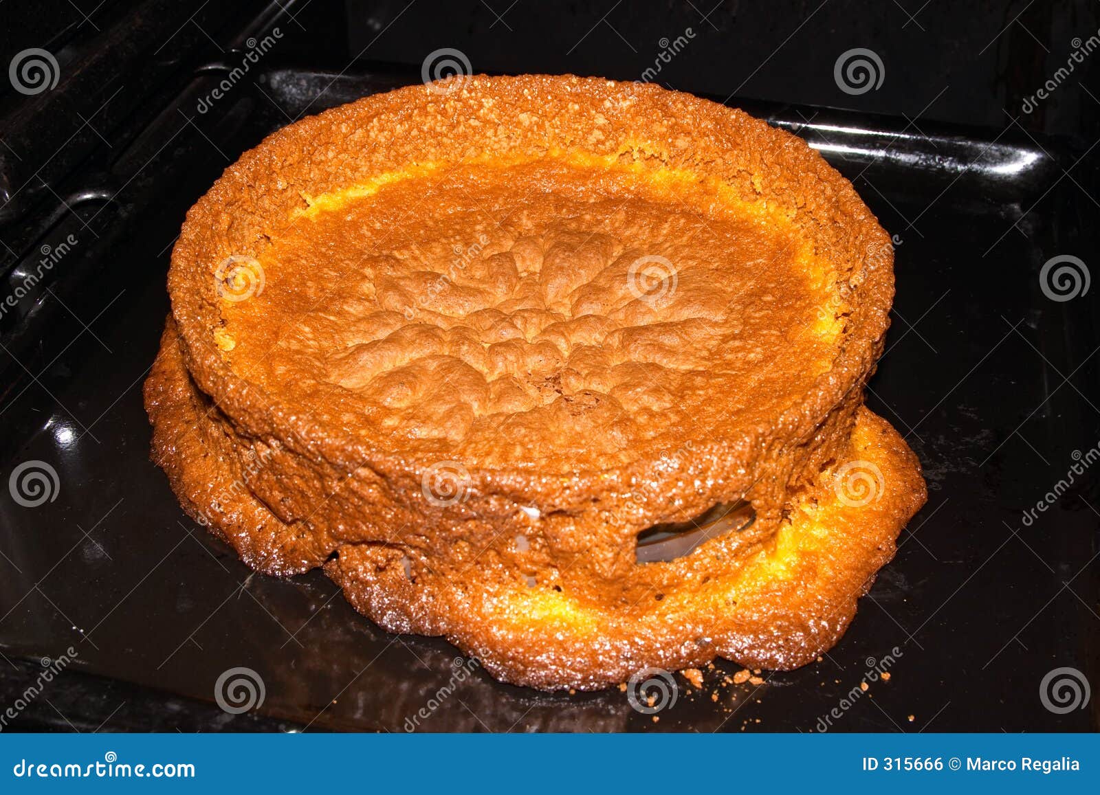 Burned Over-raised Apple Cake Stock Photo - Image of disaster, cake: 315666