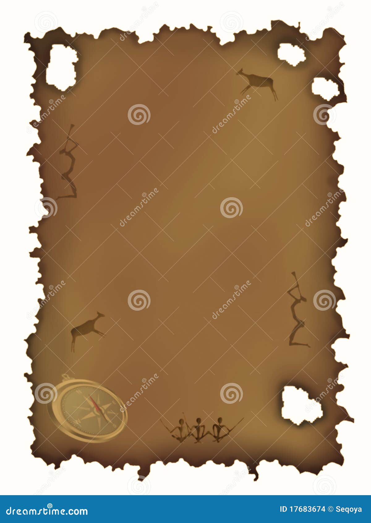 Old Treasure Map With Burned, Edges On White Stock Photo ...