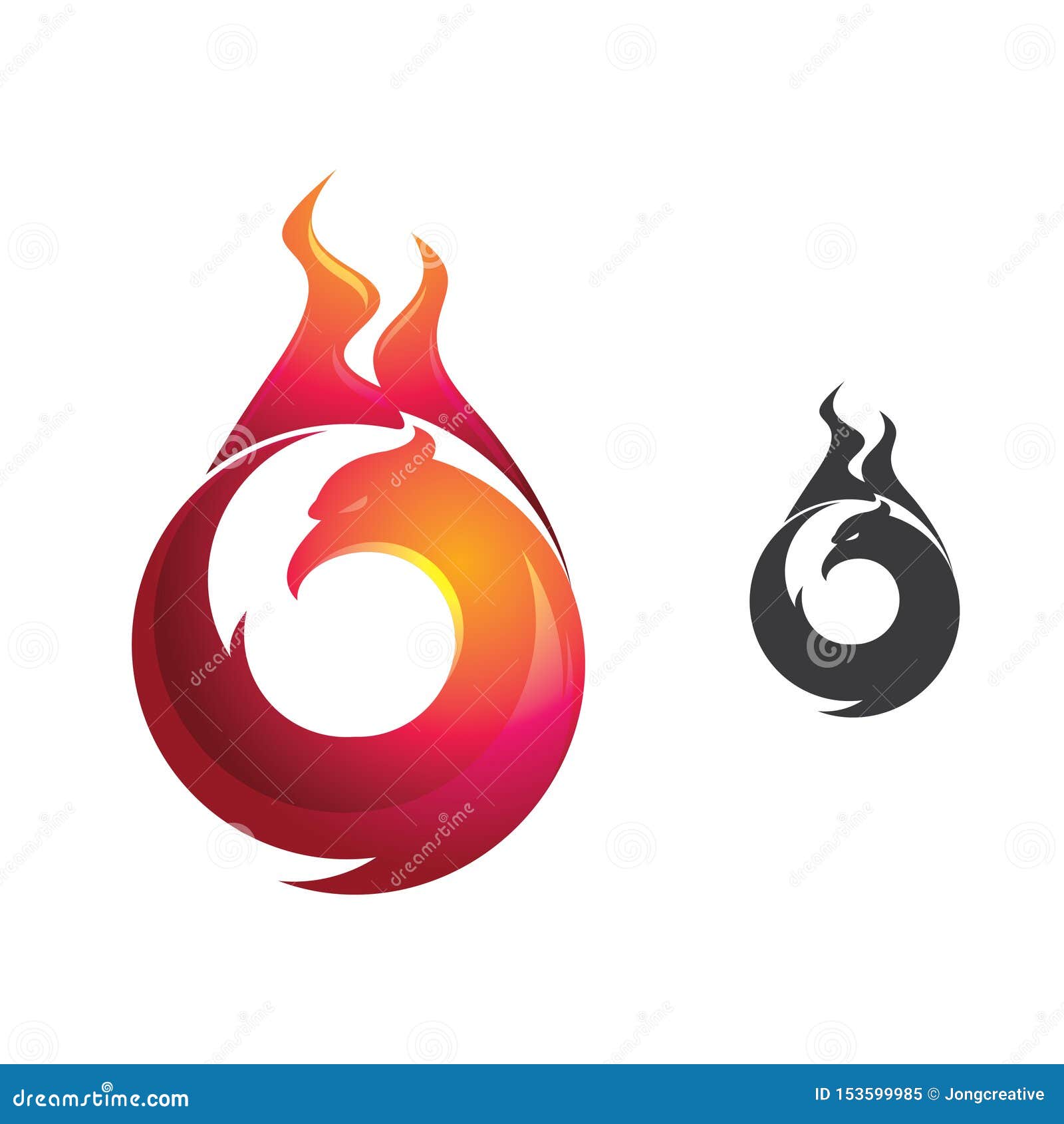 Burned Phoenix Fire Flame Eagle Logo Symbol Stock Vector - Illustration ...