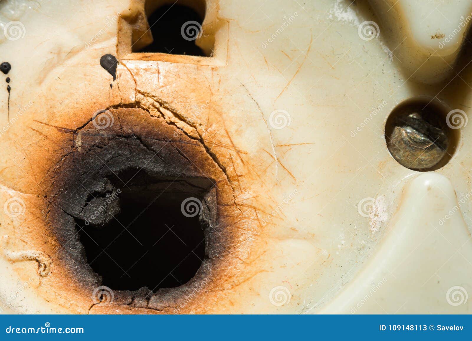 Burned Plastic Socket Macro, Danger and Fire from Electricity Stock ...