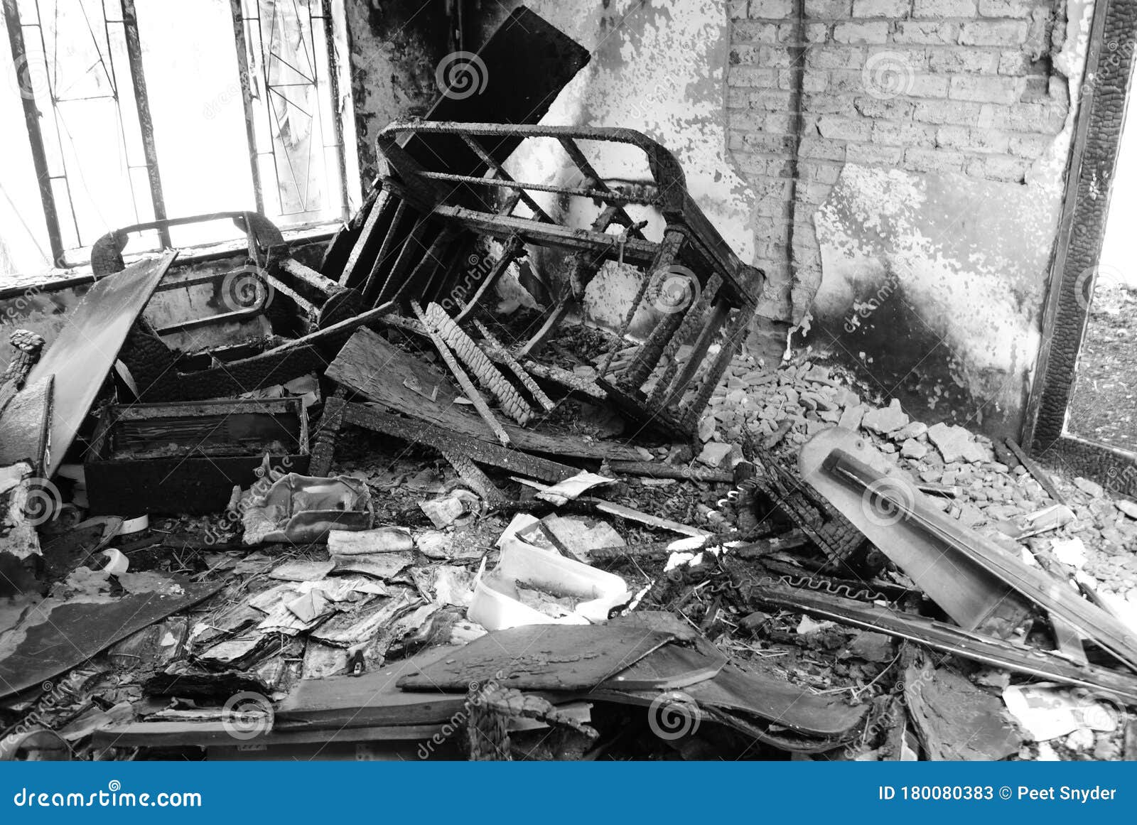 Burned Room with Fire Damage Stock Image - Image of burned, wood: 180080383