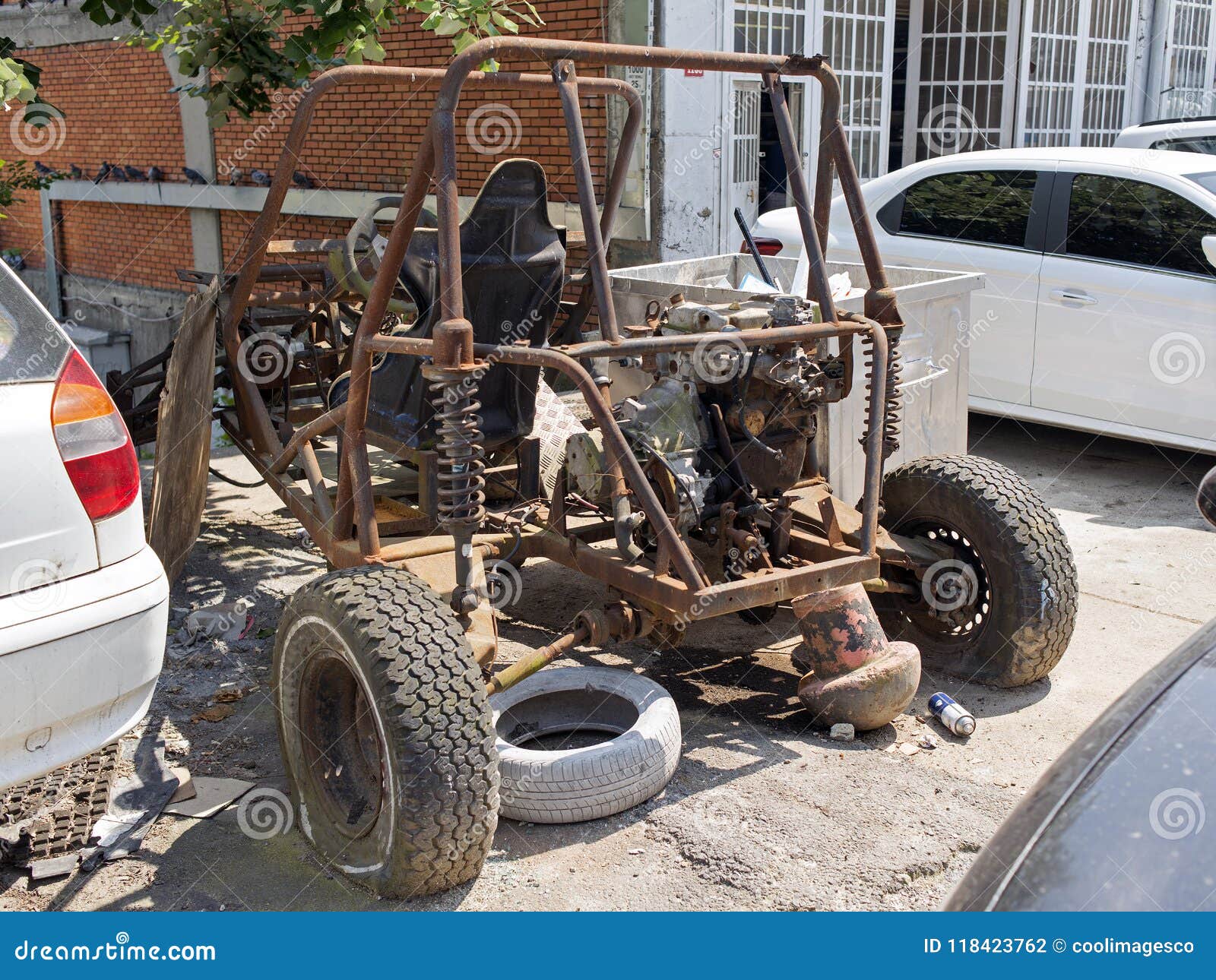 A Burned Rusty Abandoned SUV Vehicle 4x4 in the Street Stock Photo ...