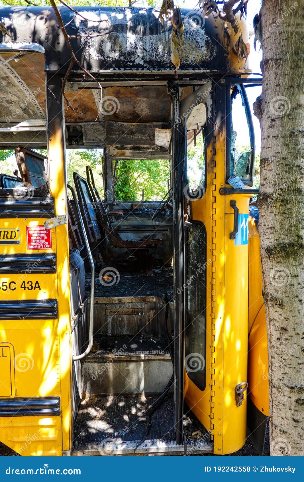 Burned School Bus at Shore Parkway in Brooklyn Stock Photo - Image of ...