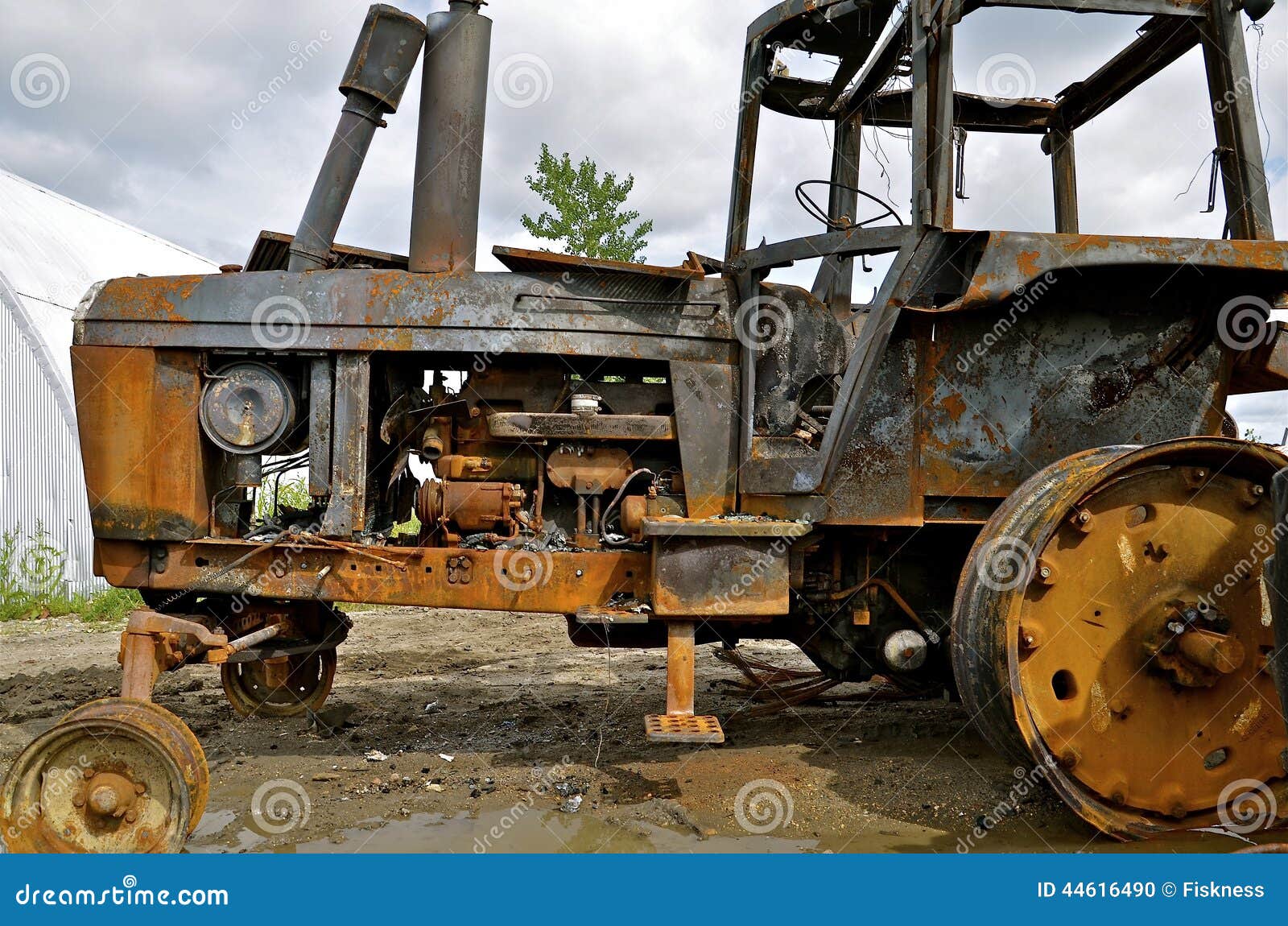 Burned up tractor stock photo. Image of farming, destroyed - 44616490