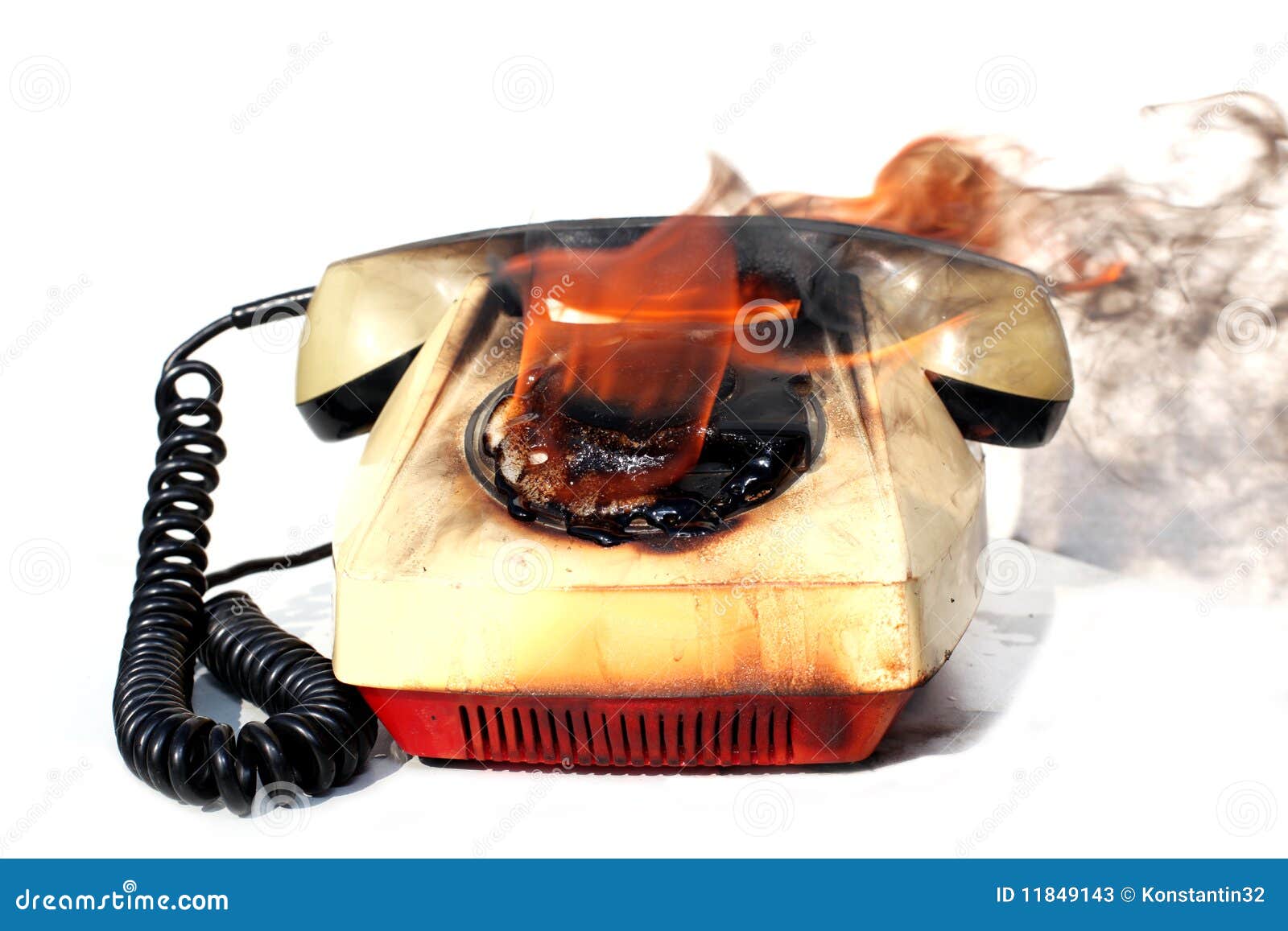 Burned vintage phone stock image. Image of advanced, phone - 11849143