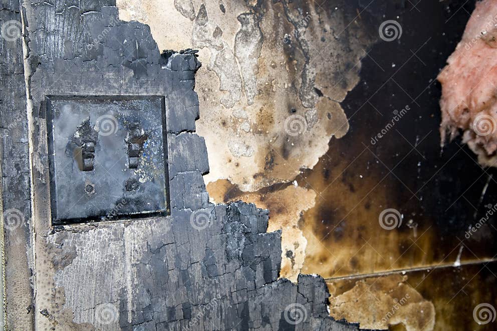 Burned Wall-aftermath of House Fire Stock Image - Image of paint ...
