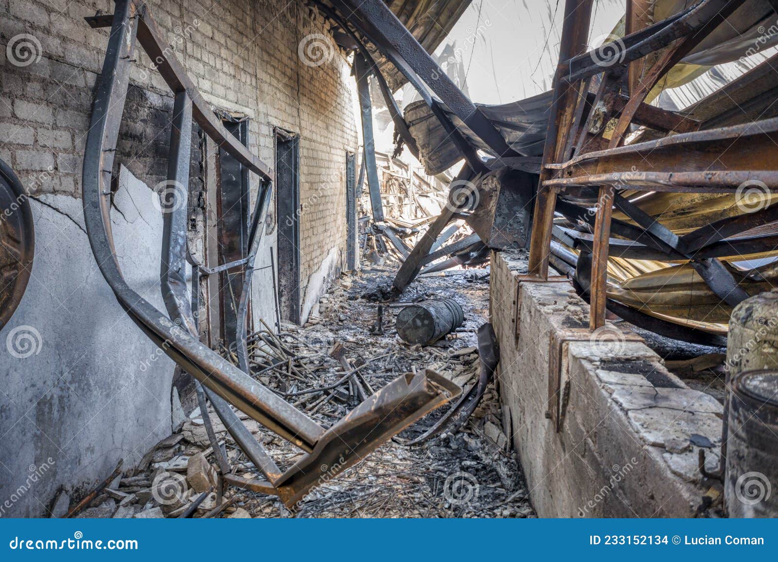 Burned warehouse stock photo. Image of damage, destruction - 233152134