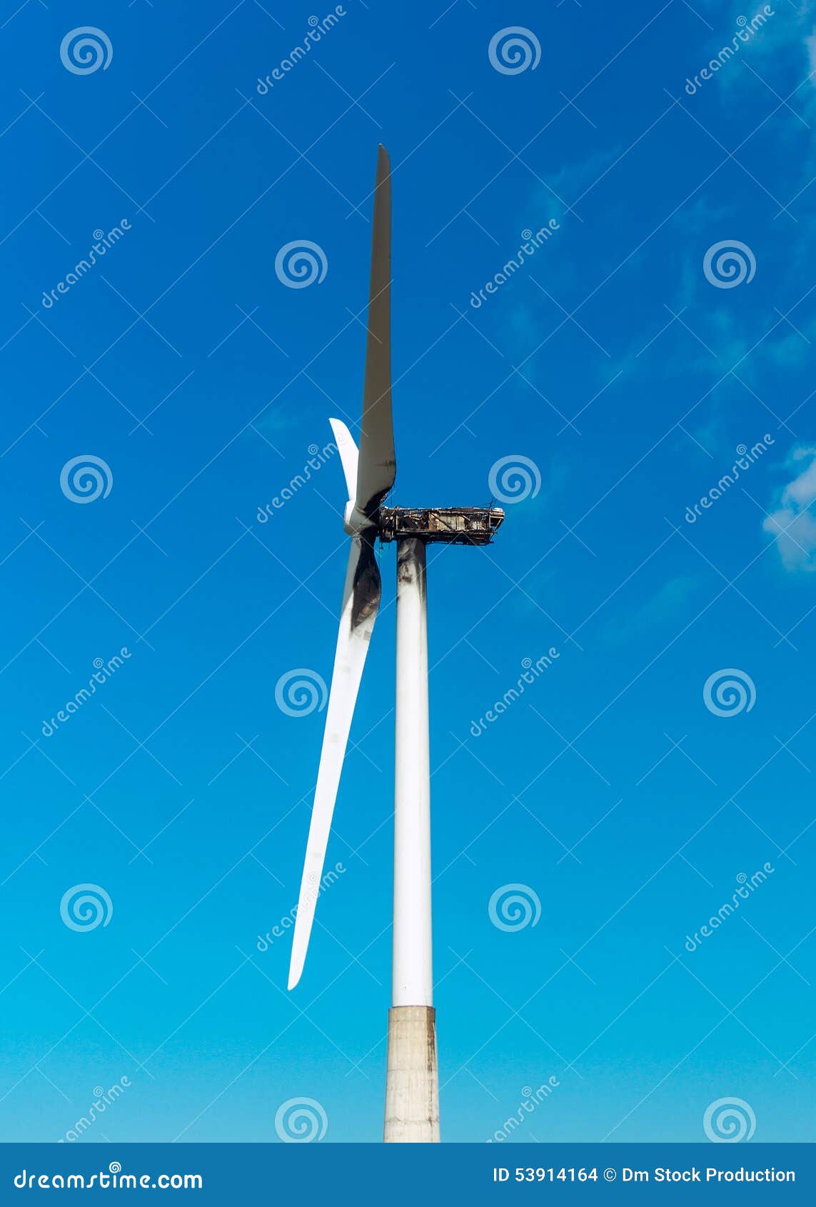 Burned wind turbine. stock photo. Image of generation - 53914164