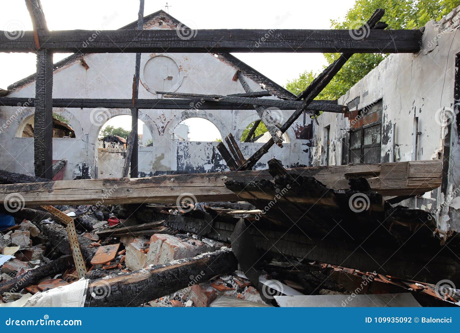 Fire Damage Debris stock photo. Image of damage, factory - 109935092