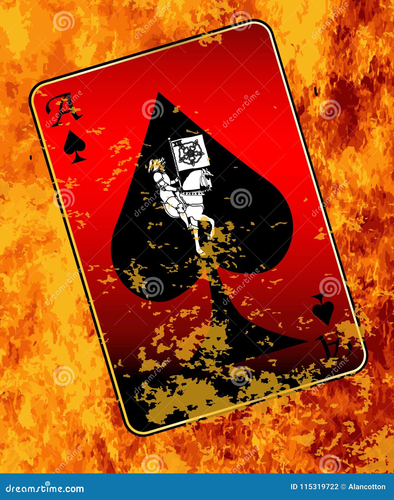 Burning Ace of Spades stock vector. Illustration of heat - 115319722