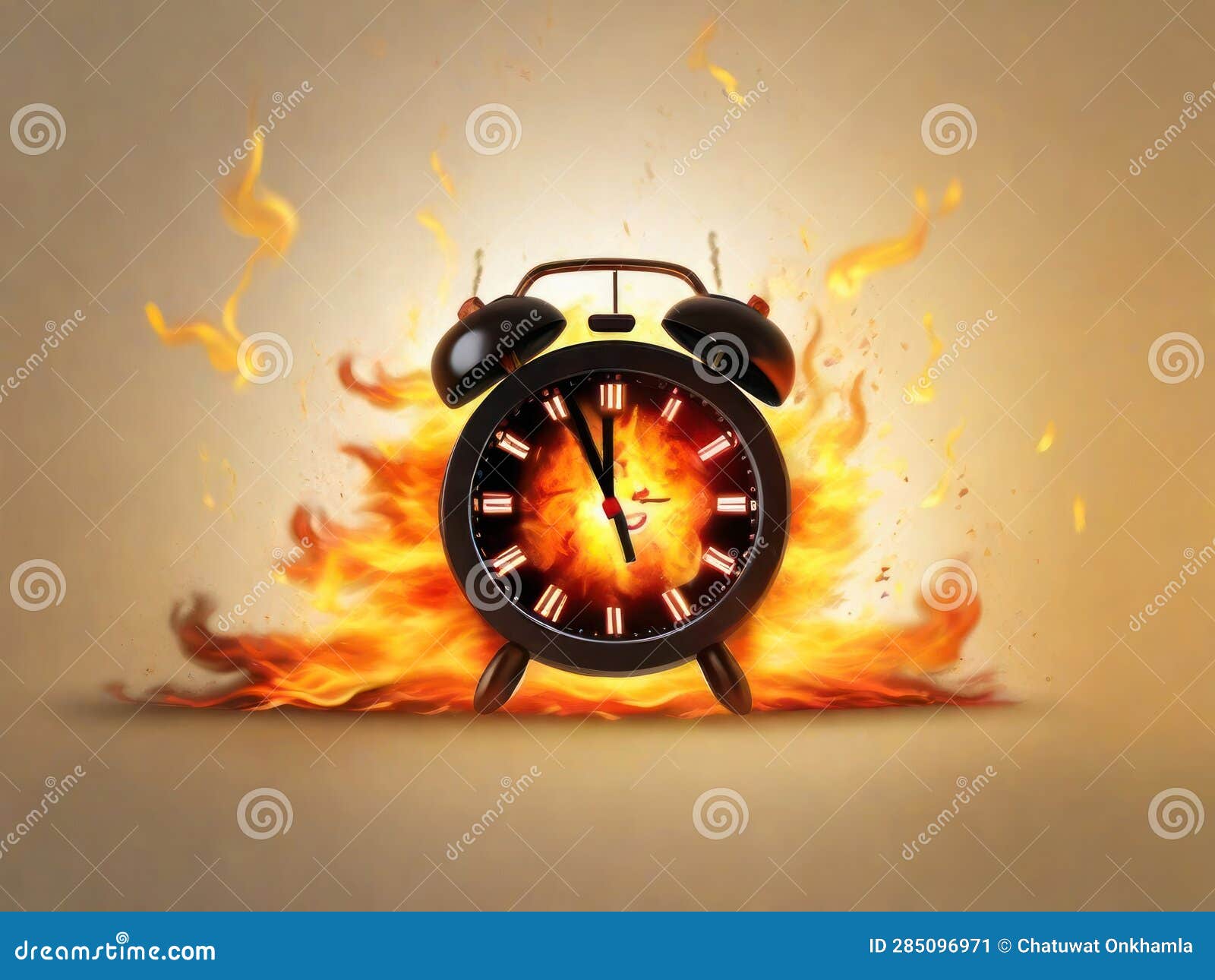 A Burning Alarm Clock the Concept of Rush Hour.generative AI Stock ...