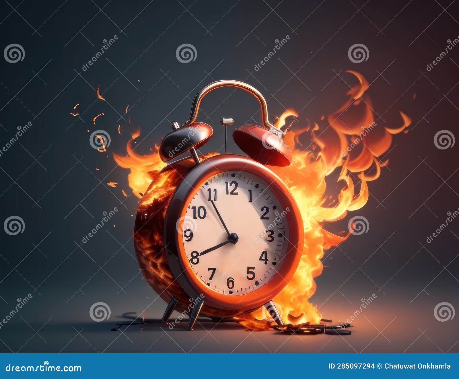 A Burning Alarm Clock the Concept of Rush Hour.generative AI Stock ...
