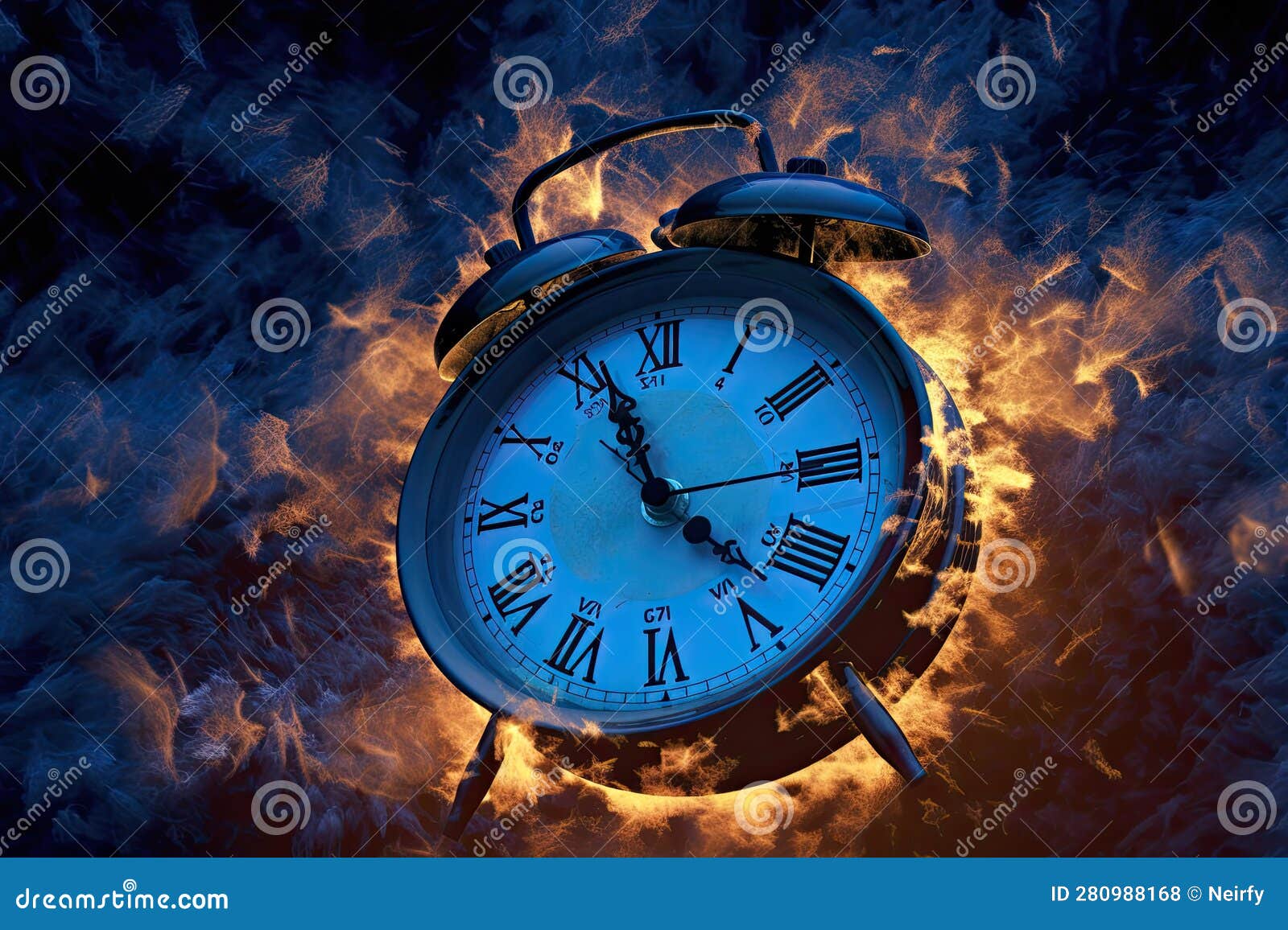 Burning Alatm Clock. Deadlines and Time Concept Stock Illustration ...