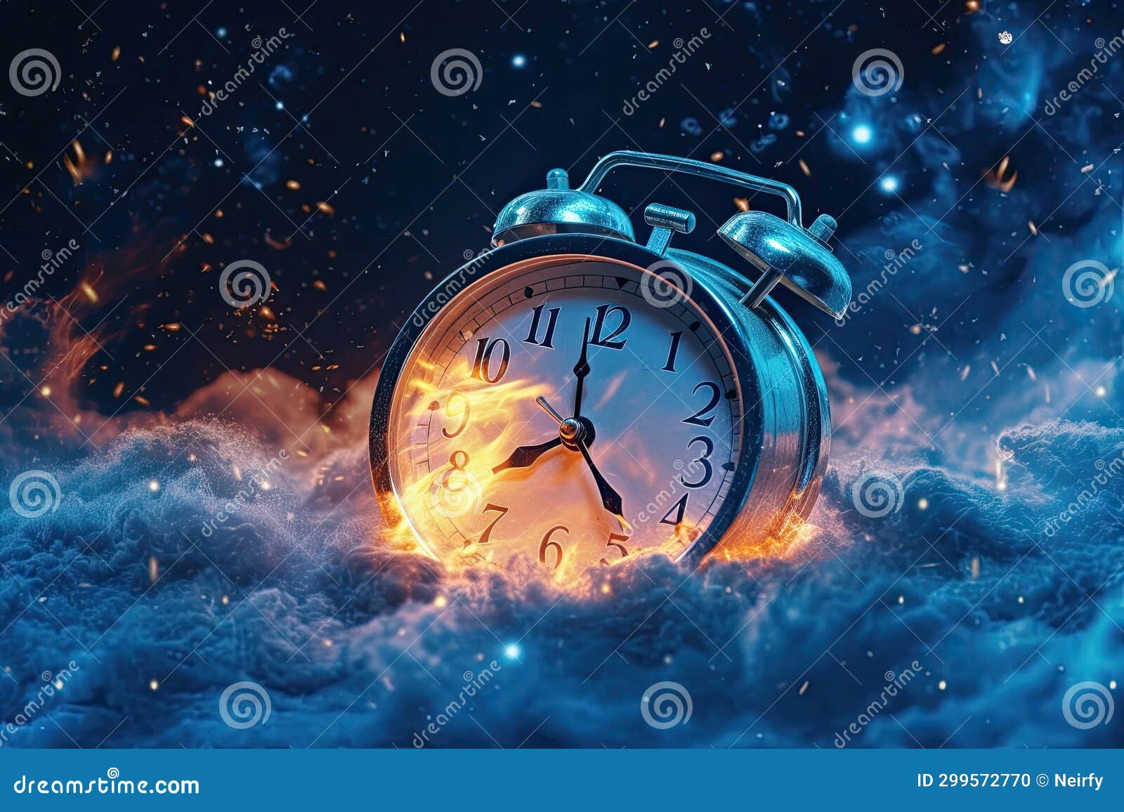 Burning Alatm Clock. Deadlines and Time Concept Stock Illustration ...