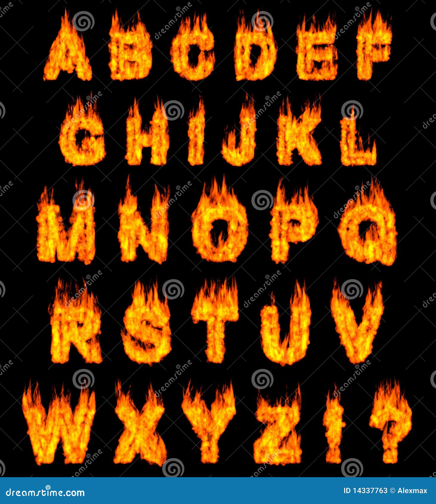 Burning Alphabet Font. Fire Effect Type Letters And Numbers On Dark ...