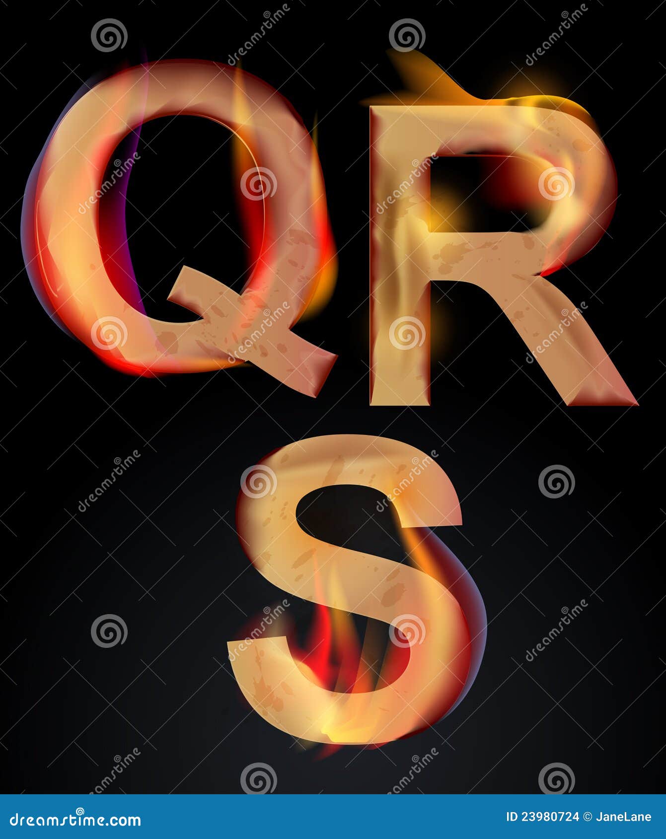 Burning Alphabet Letters, QRS Stock Illustration - Illustration of ...