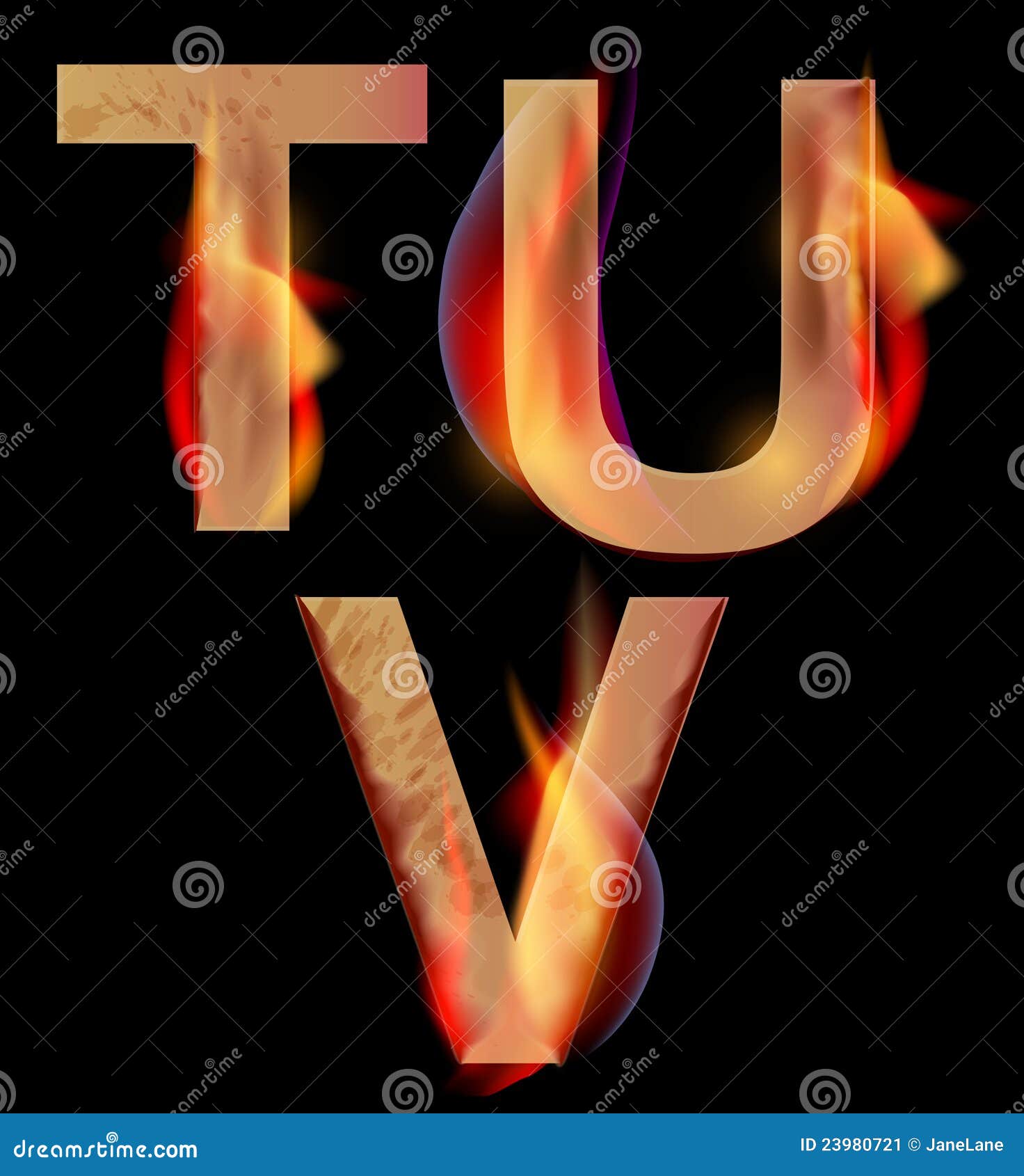 Burning Alphabet Letters, TUV Stock Illustration - Illustration of ...