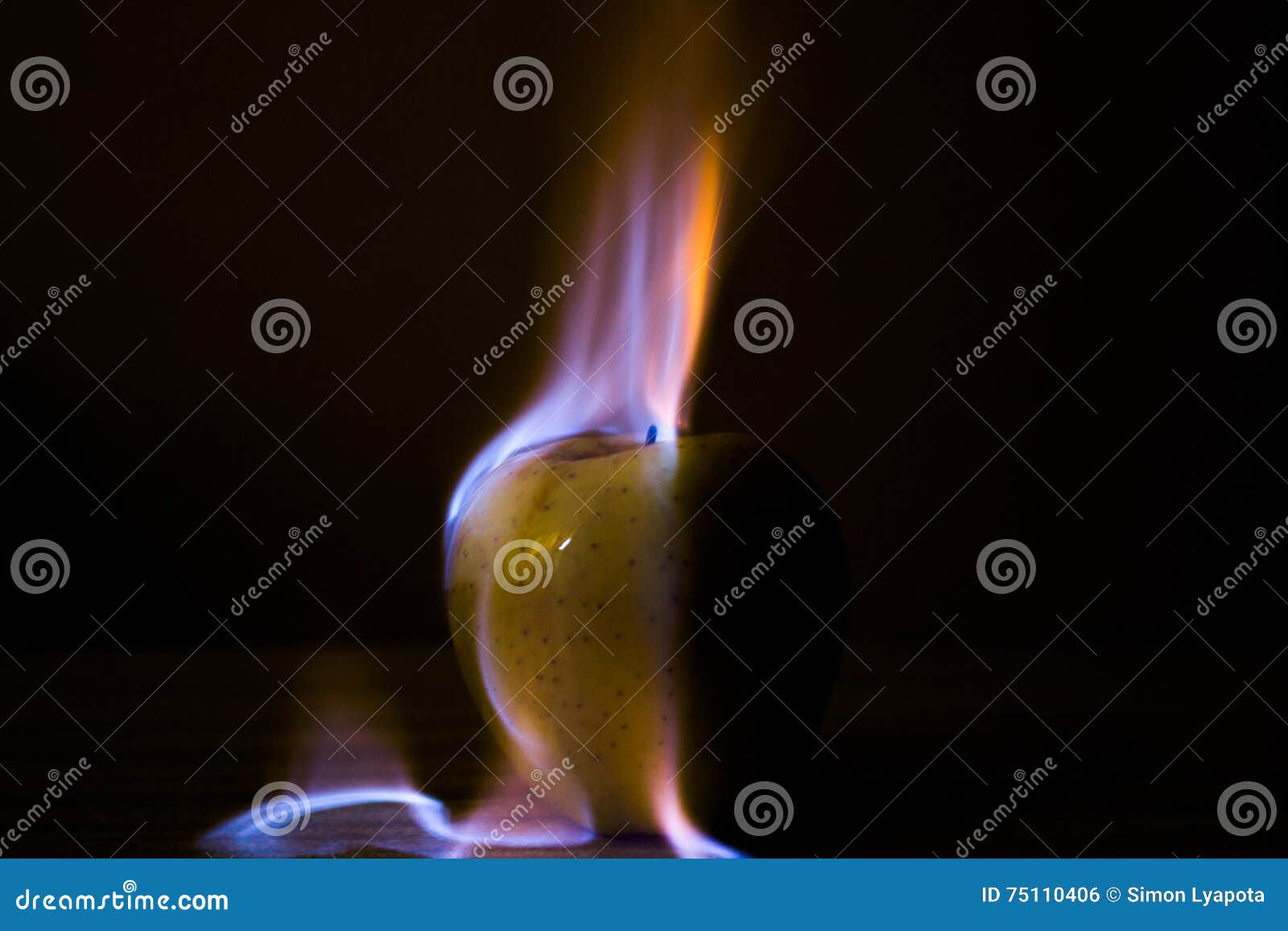 Burning Apple stock photo. Image of bright, fire, burning - 75110406