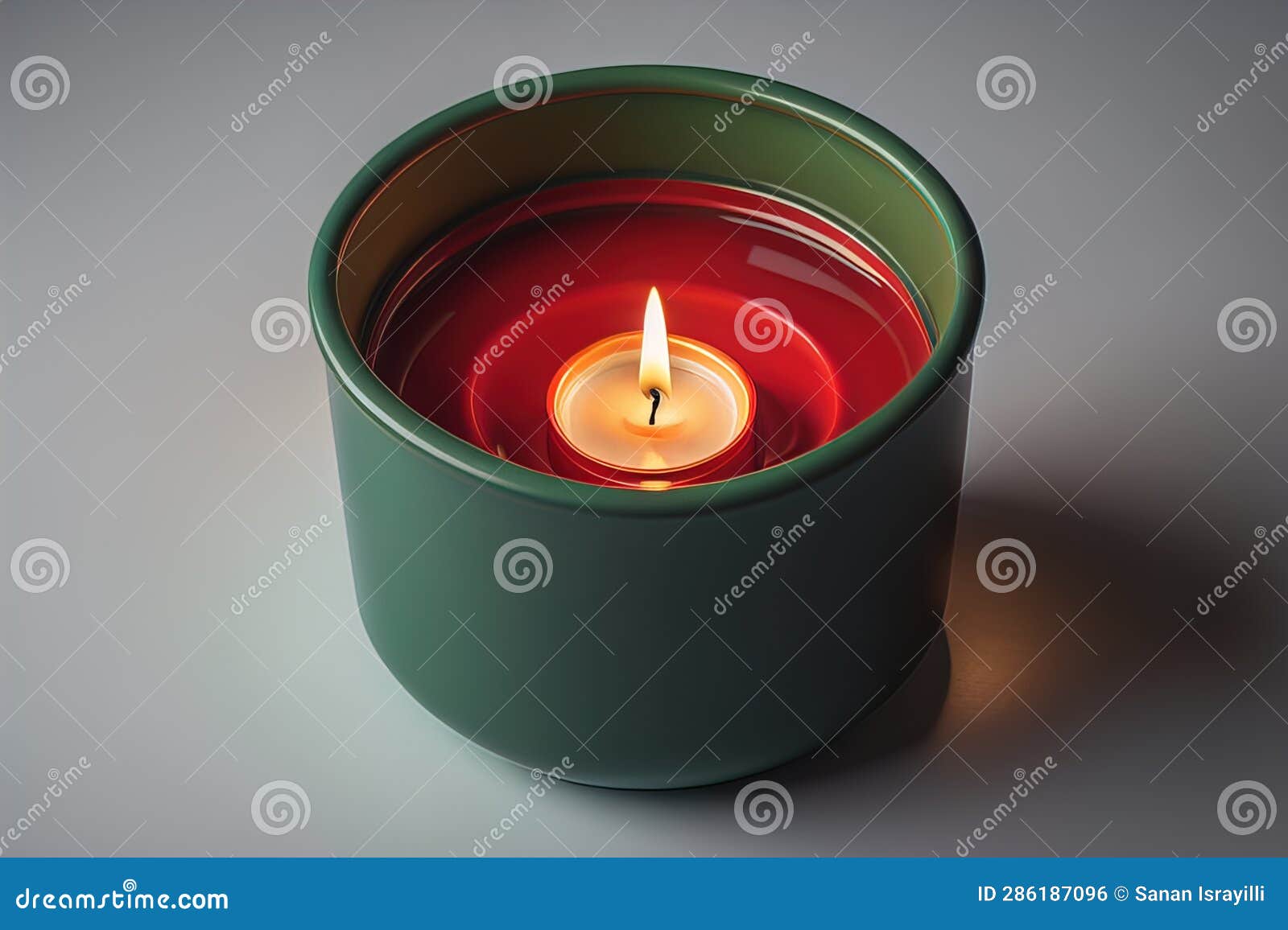 Burning Aroma Candle on Wooden Table Against Solid Color Background ...