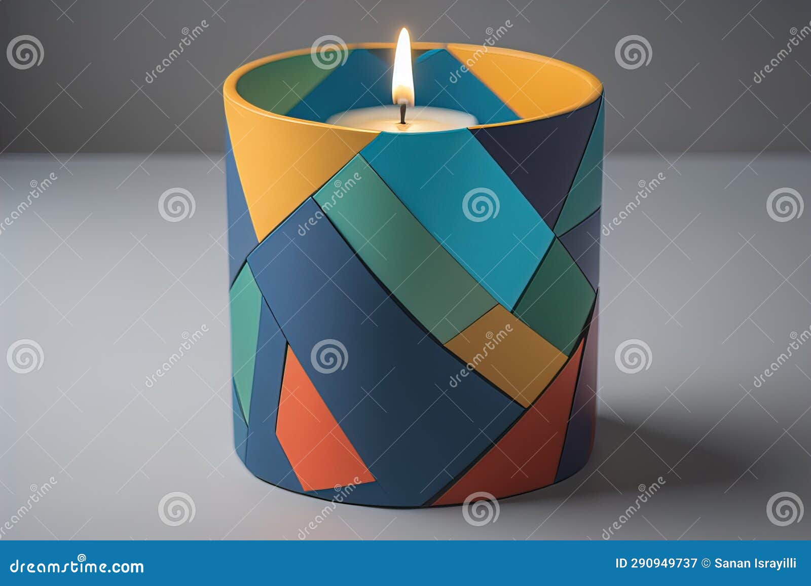 Burning Aroma Candle on Wooden Table Against Solid Color Background ...
