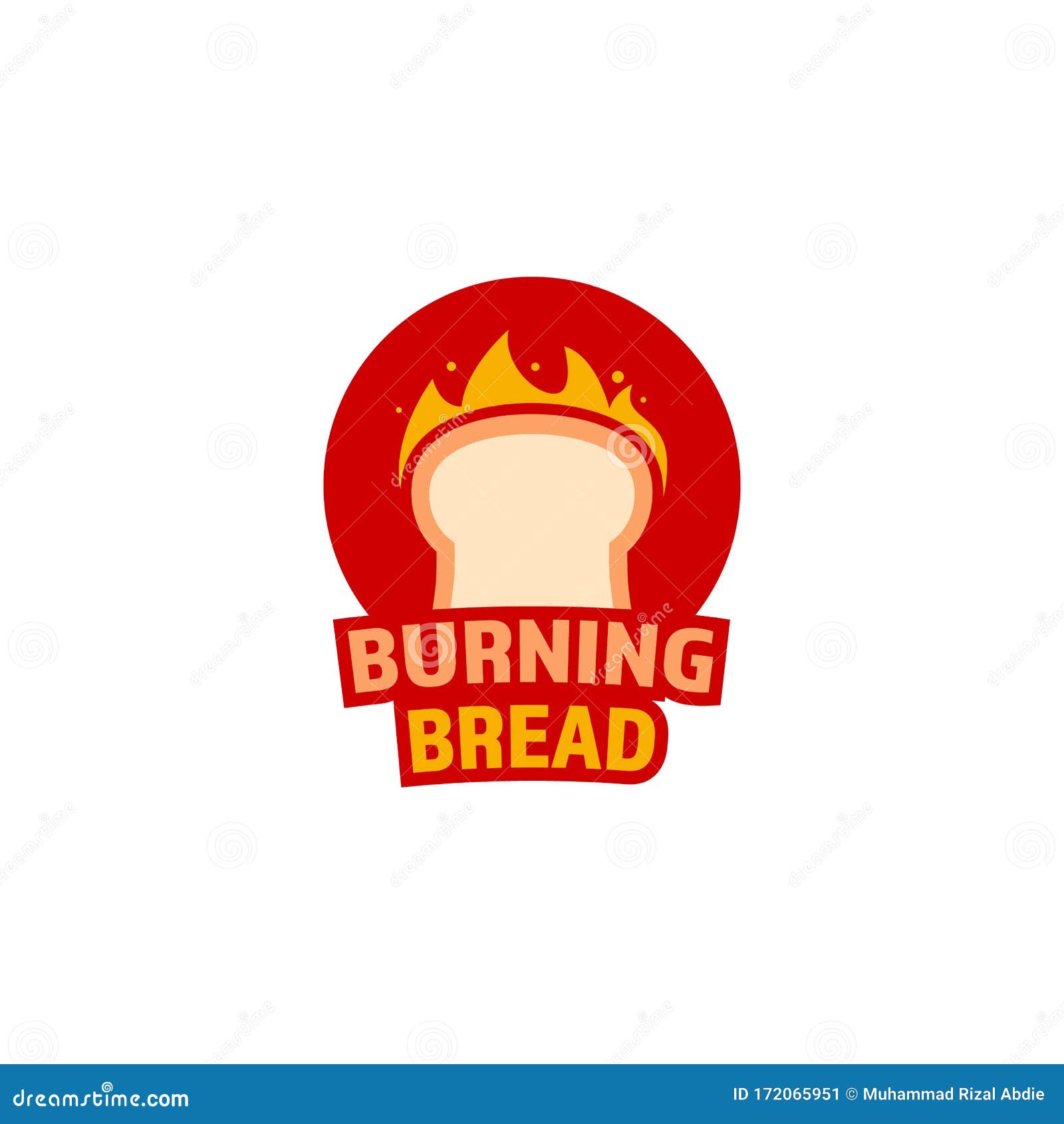 Burning Baking Bread Logo Icon with Red Flame Illustration Food ...