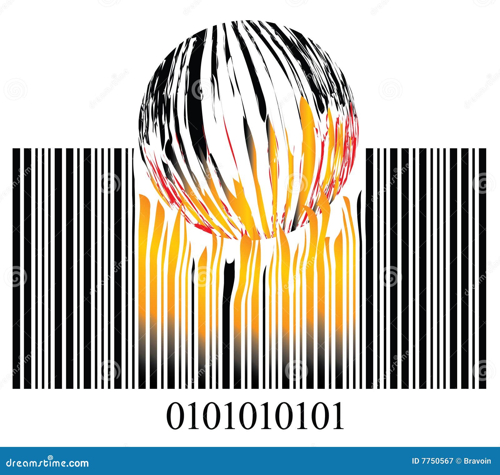 Burning bar code stock vector. Illustration of data, burned - 7750567