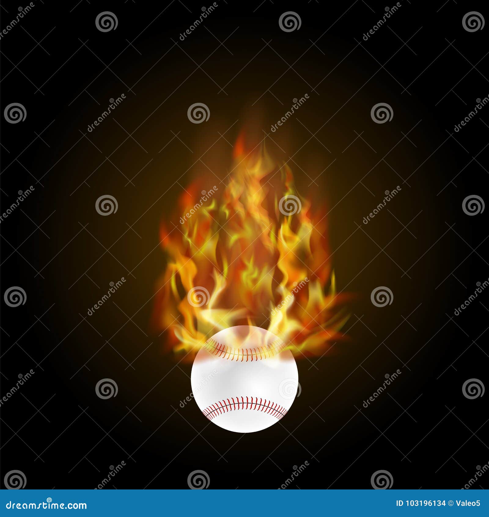 Burning Baseball Ball with Fire Flame Stock Illustration - Illustration ...