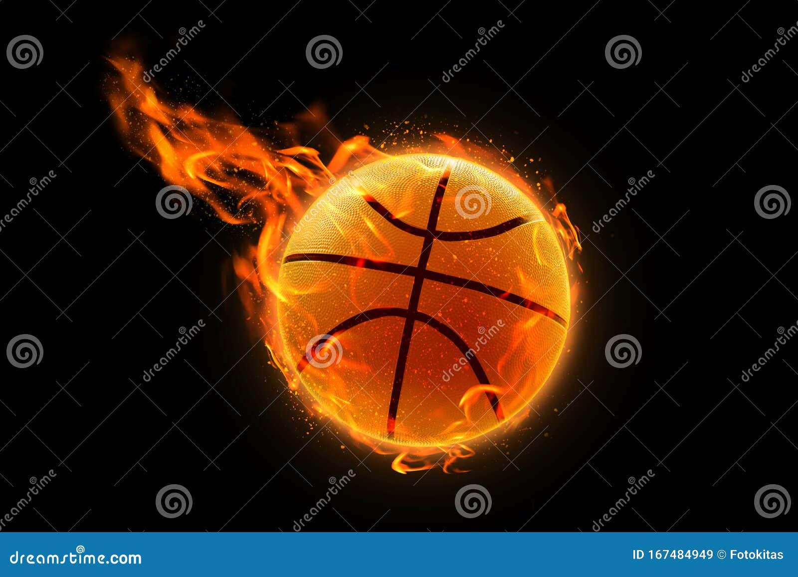 Burning Basketball on Black Background Stock Image - Image of dunk ...