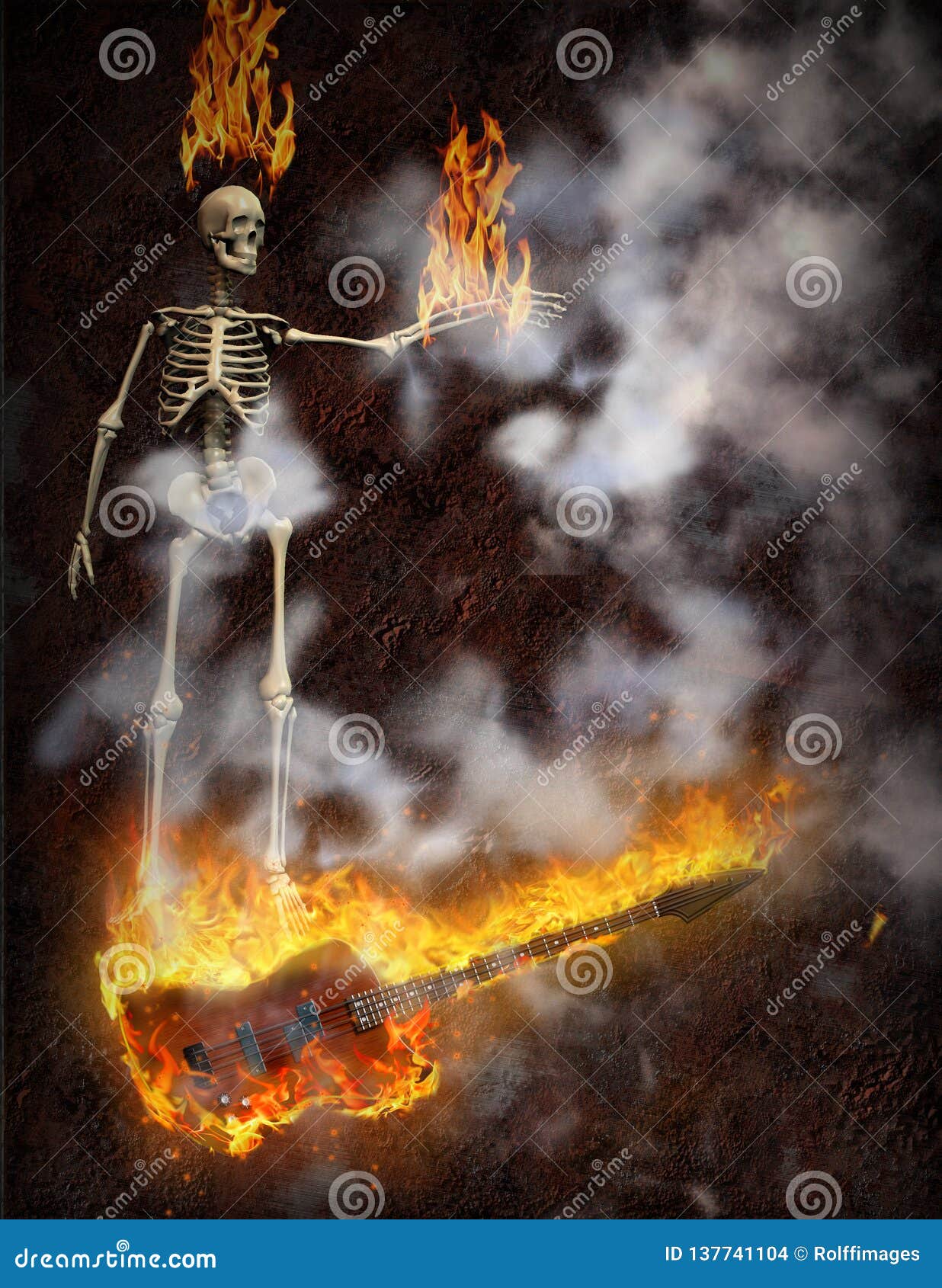 Burning bass guitar stock illustration. Illustration of bass - 137741104