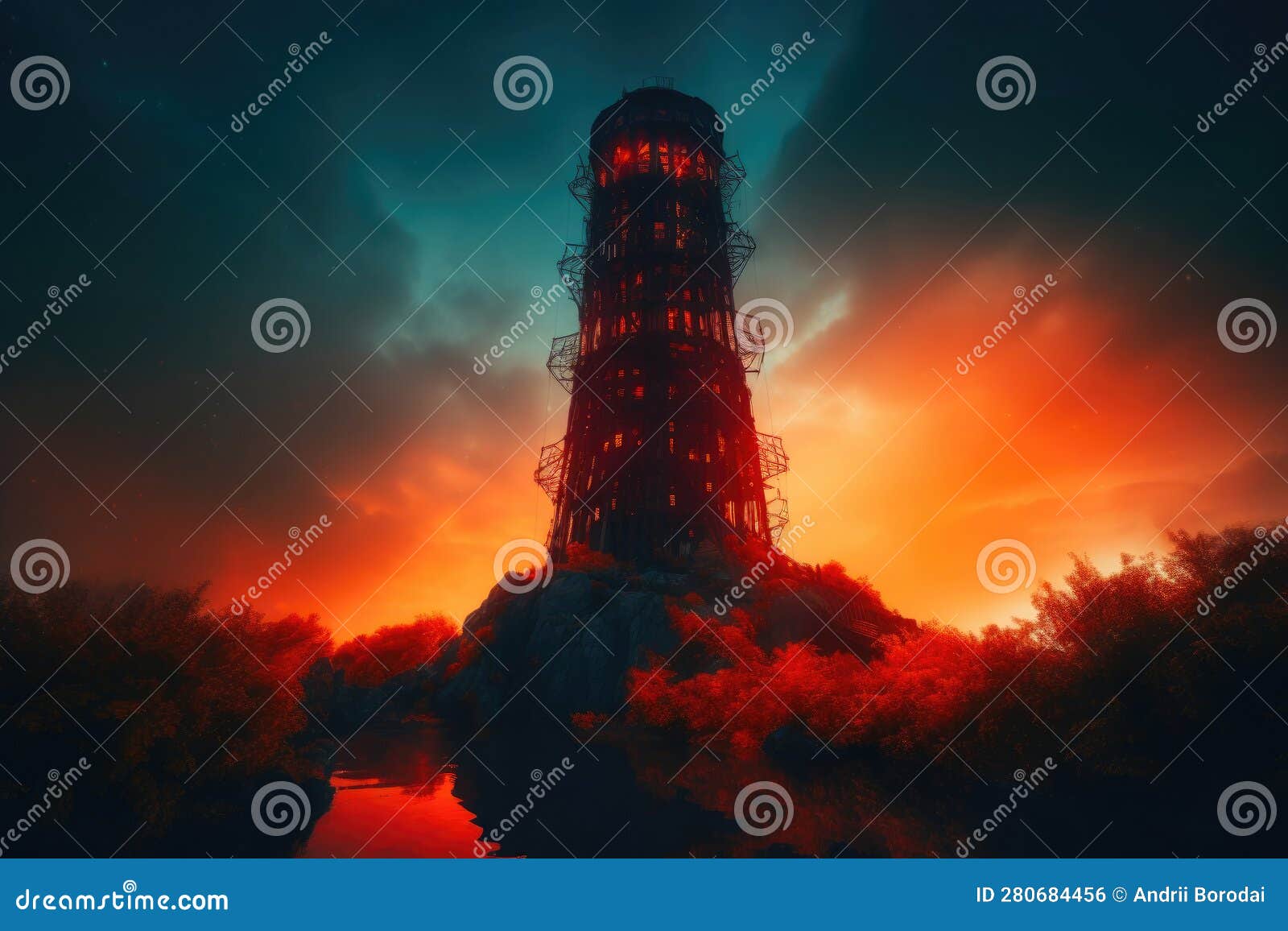 Burning Beacon. Generative AI. Stock Illustration - Illustration of ...