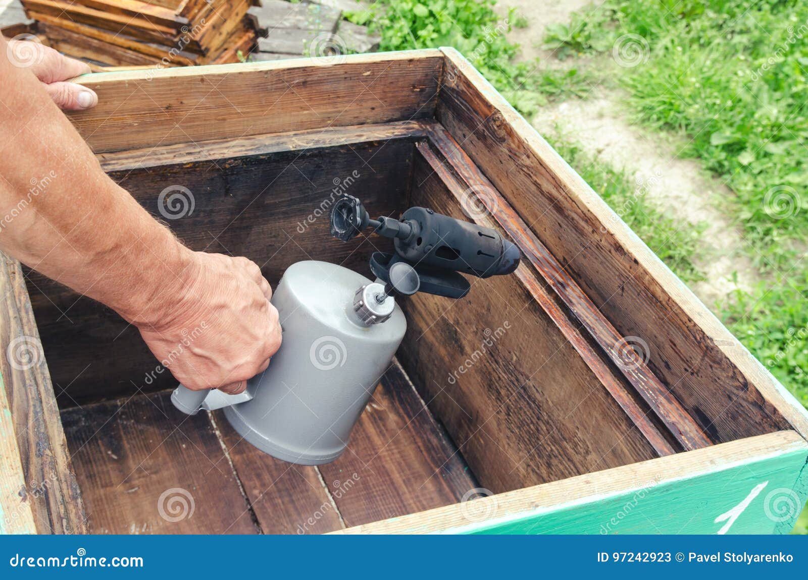 Burning beehives stock image. Image of beauty, heat, energy - 97242923