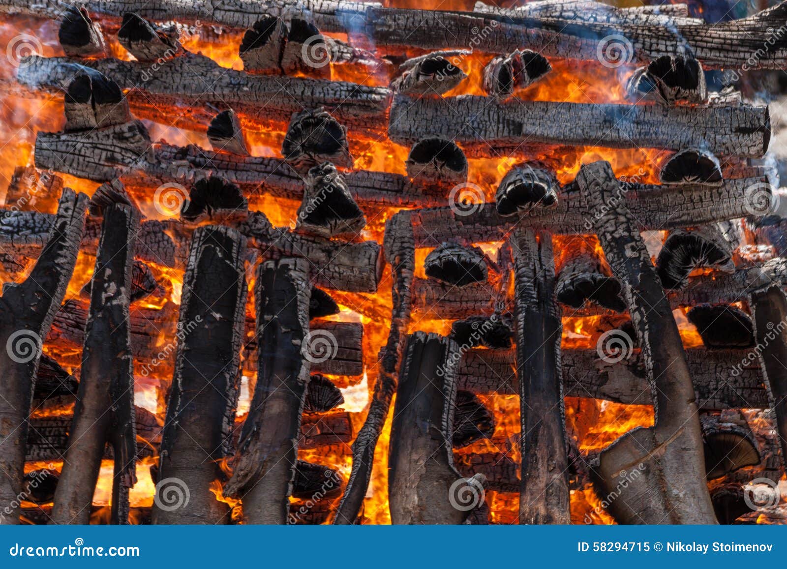 Burning big pile of wood stock image. Image of wall, bonfire - 58294715
