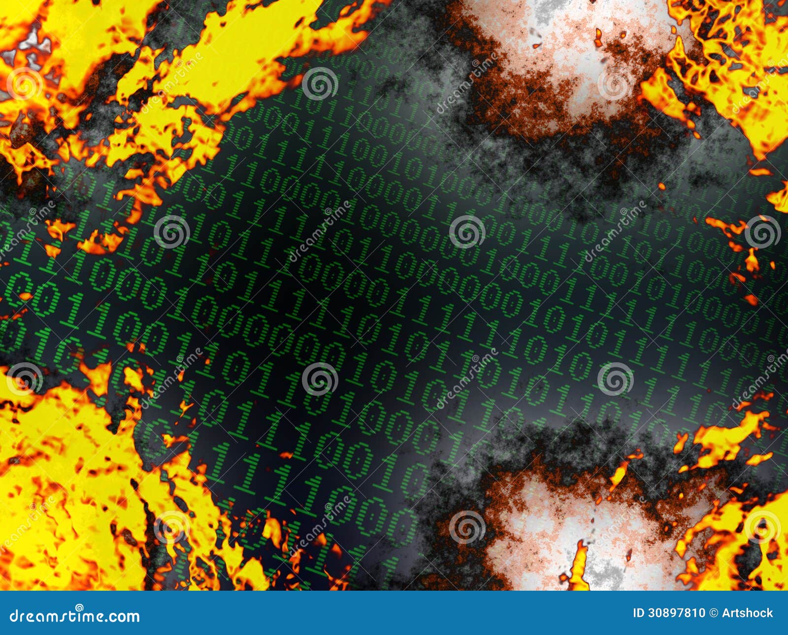 Burning binary background stock illustration. Illustration of binary ...