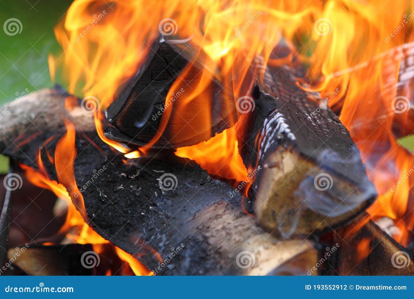 Burning Birch Firewood Close Up Stock Photo - Image of orange, grill ...
