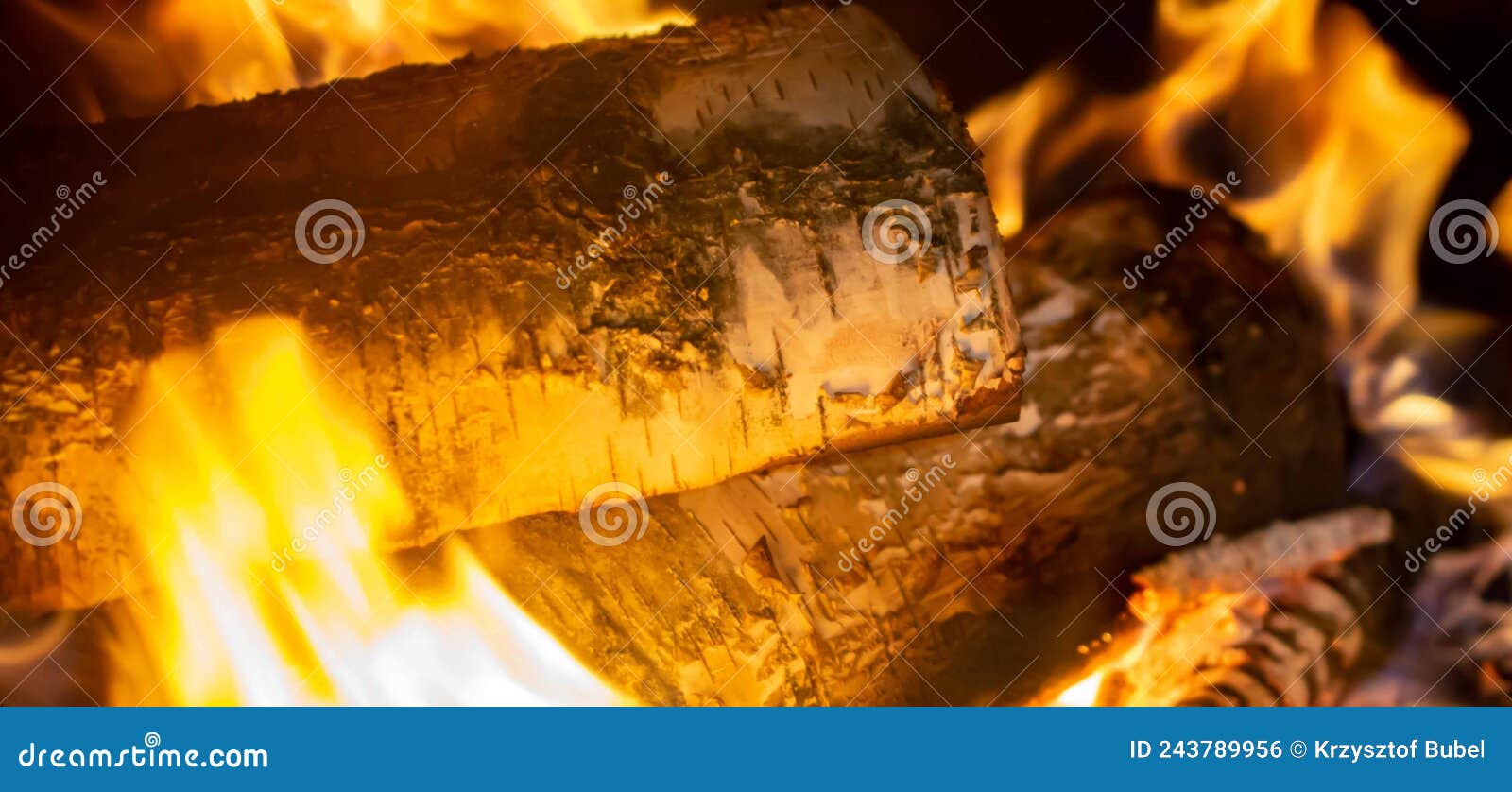 Burning Birch Wood with a Visible Texture. Background Stock Photo ...