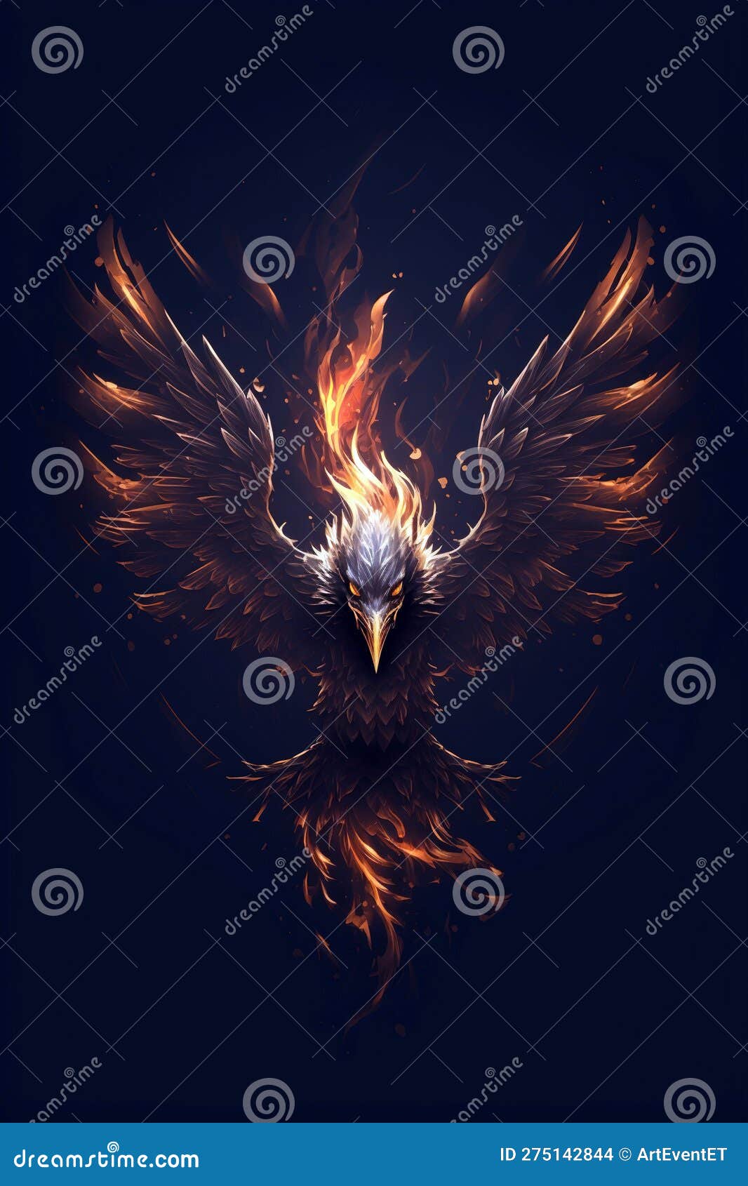 Burning Bird Phoenix Rising Form Flames and Fire, Logo Stock ...