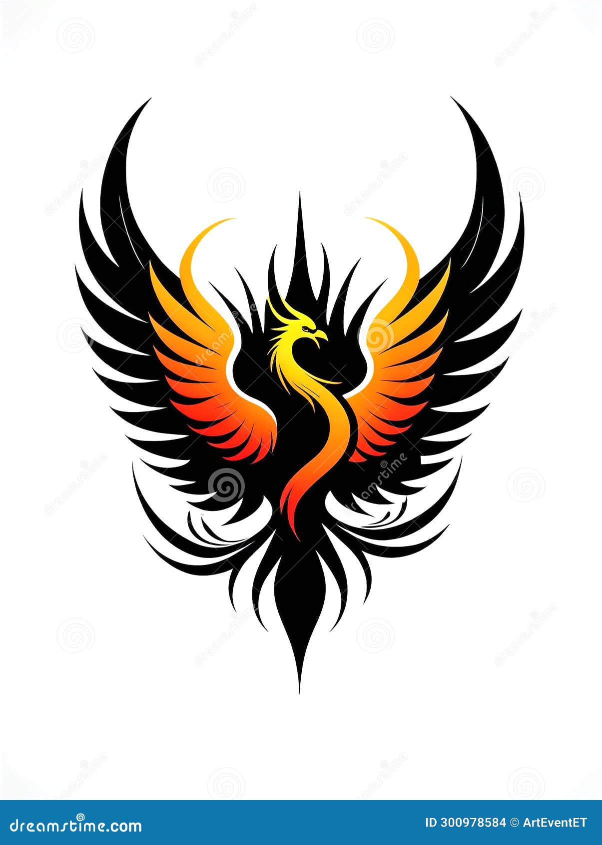 Burning Bird Phoenix Rising Form Flames and Fire Stock Illustration ...