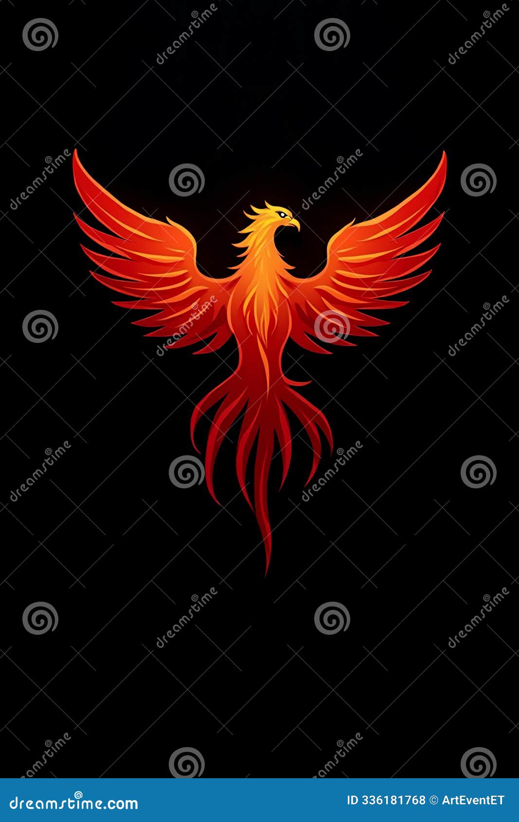 Burning Bird Phoenix Rising Form Flames and Fire Stock Illustration ...