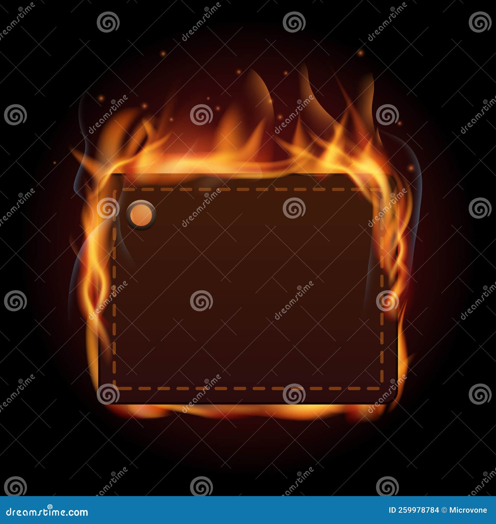 Burning Blank Tag. Price Label in Realistic Fire Stock Vector ...
