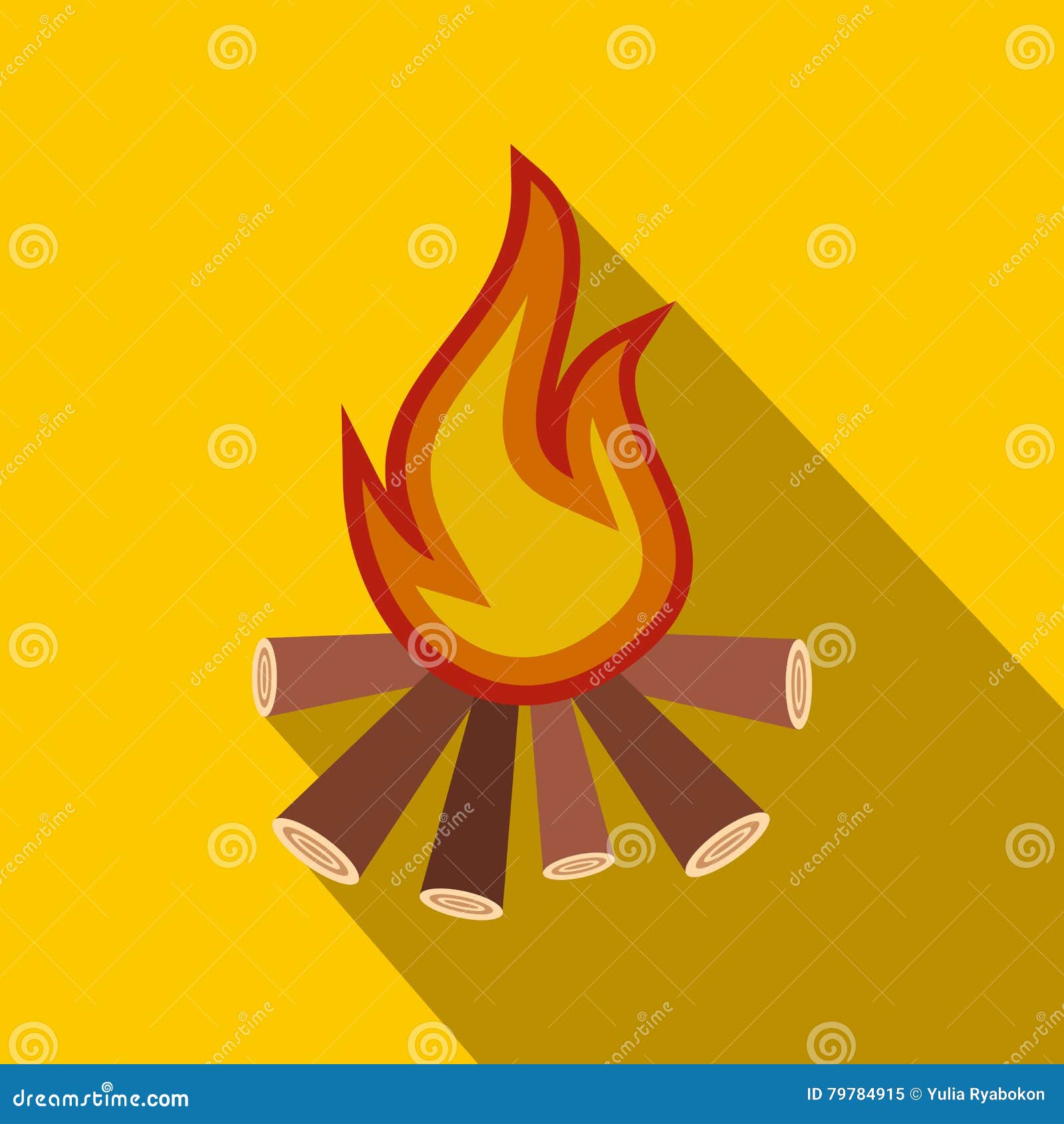 Burning bonfire flat icon stock vector. Illustration of burn - 79784915