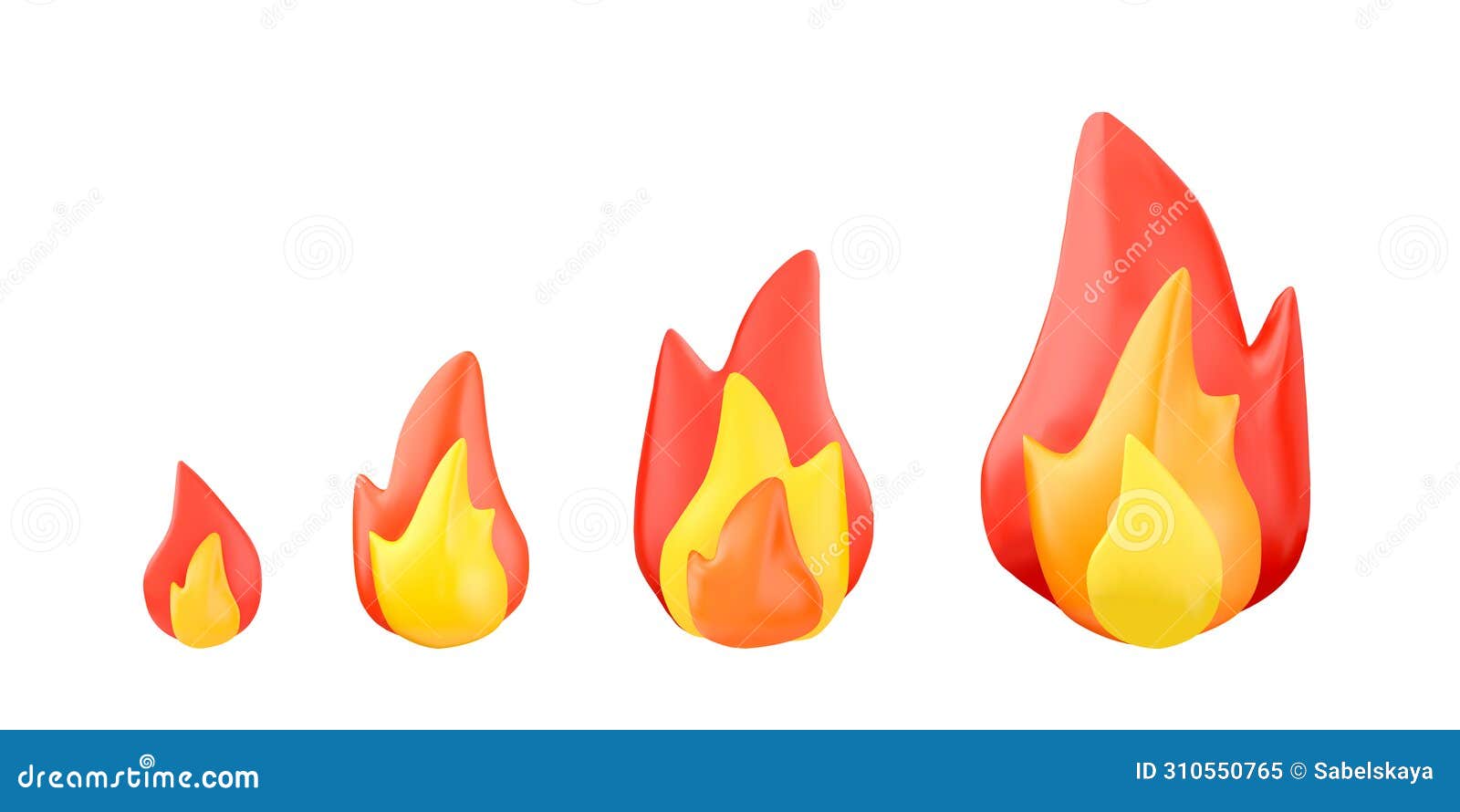 Burning Bonfires or Campfires, 3D Realistic Vector Set, Different Sizes ...