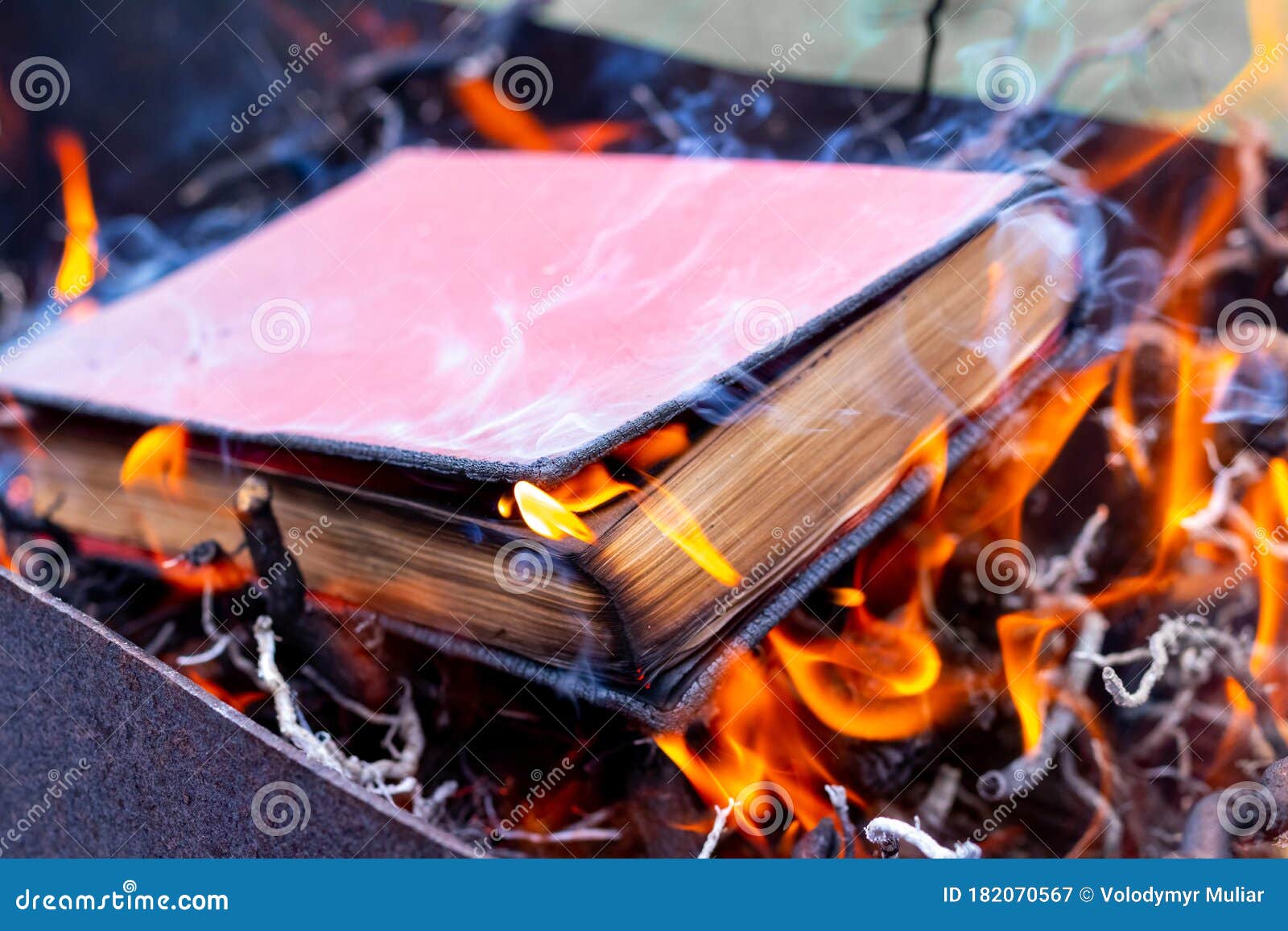 Burning Book. the Book is Burning on the Fire Stock Image - Image of ...