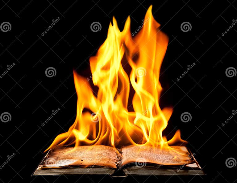 Burning Book on Fire Flames Stock Image - Image of damaged, antique ...